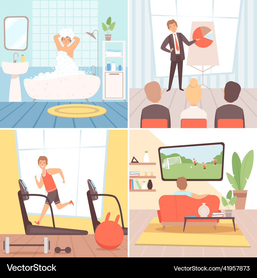 Daily routine background busy businessman Vector Image