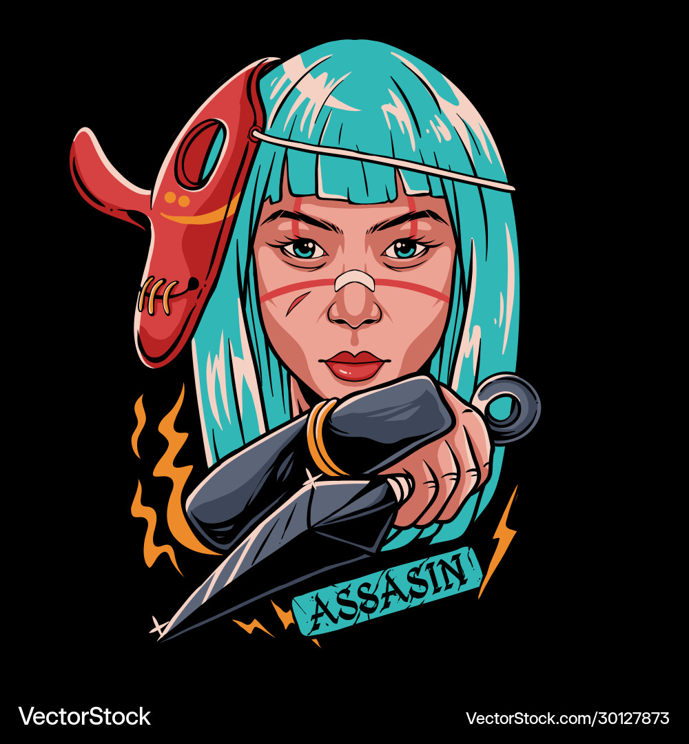 Girl assasin Royalty Free Vector Image - VectorStock