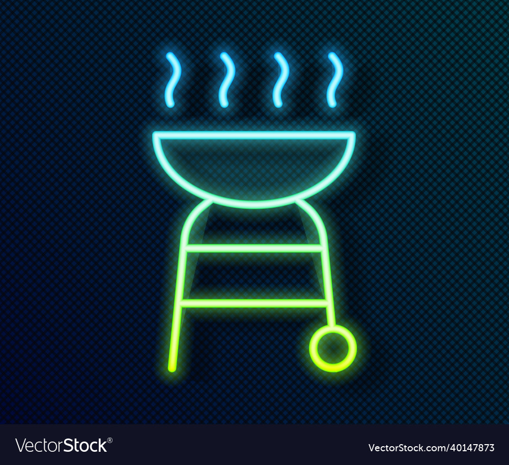 Glowing neon line barbecue grill icon isolated Vector Image
