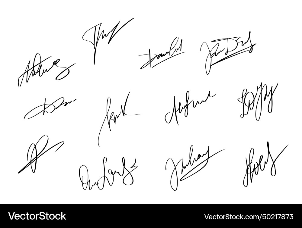 Handwriting autograph set personal fictitious Vector Image