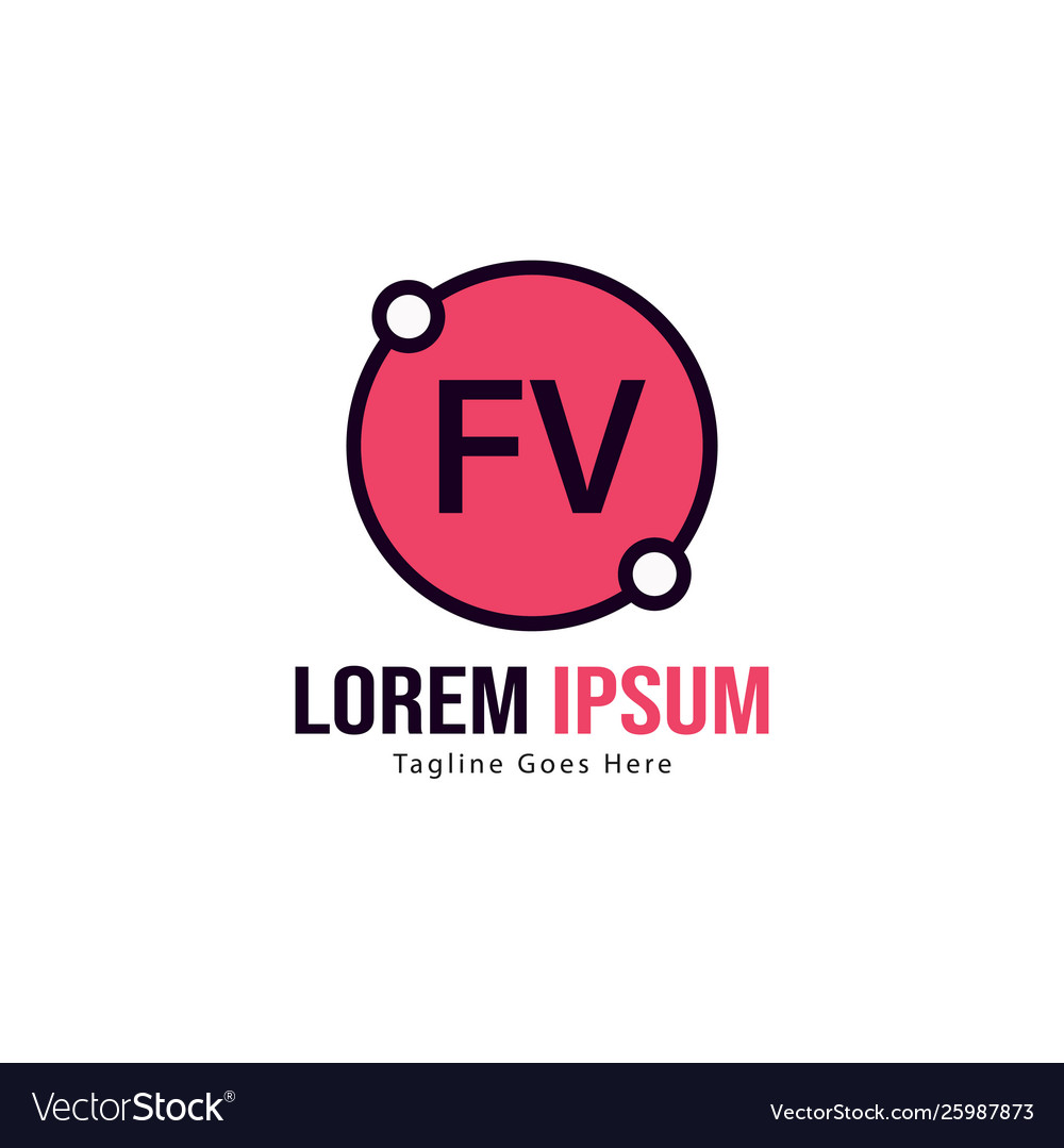 Initial fv logo template with modern frame Vector Image