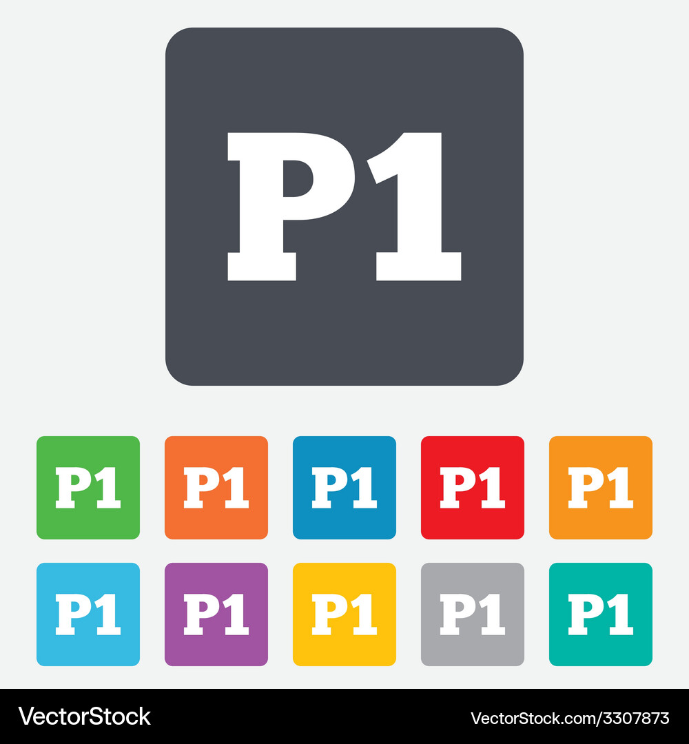 Parking first floor icon car p1 symbol Royalty Free Vector