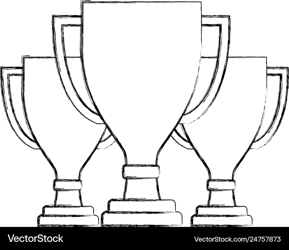 Three award trophy winner prize success Royalty Free Vector