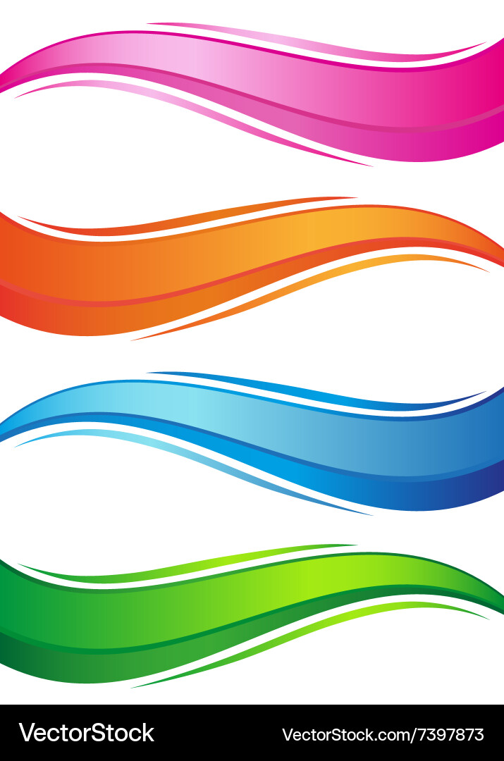 Waves of colorful banners set Royalty Free Vector Image