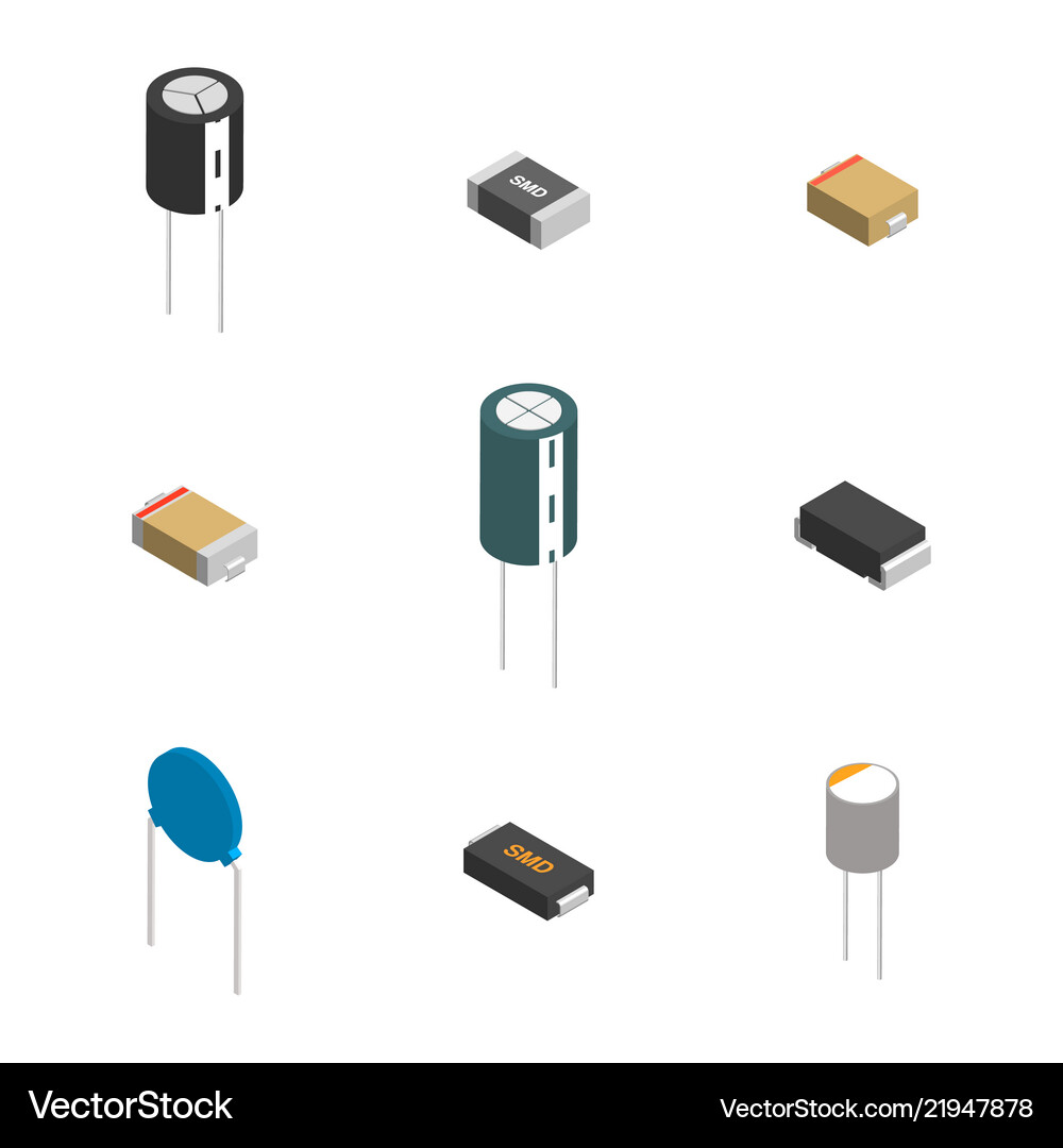 Set different 3d electronic components Royalty Free Vector