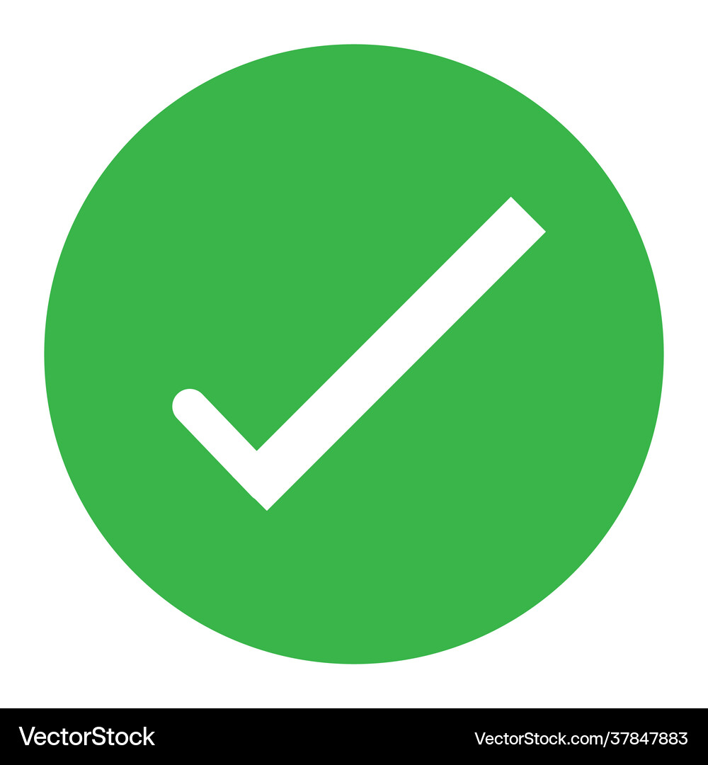 Check mark button in green circle icon on white Vector Image