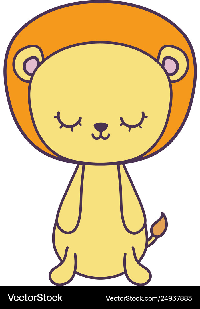Cute lion animal isolated icon Royalty Free Vector Image