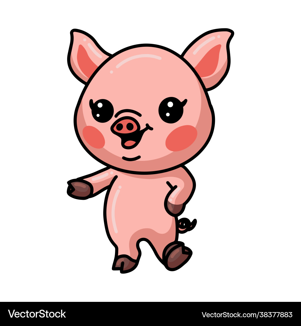 Cute little pig cartoon posing Royalty Free Vector Image