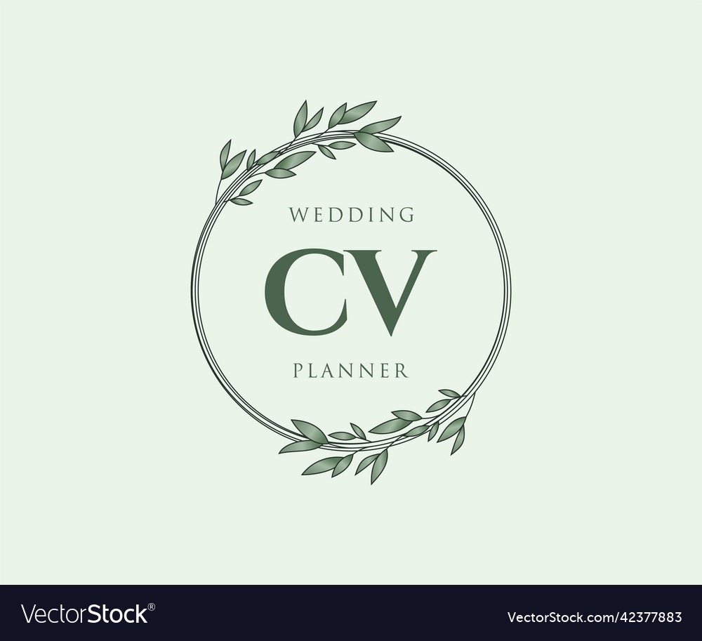 Cv initials letter wedding monogram logos Vector Image