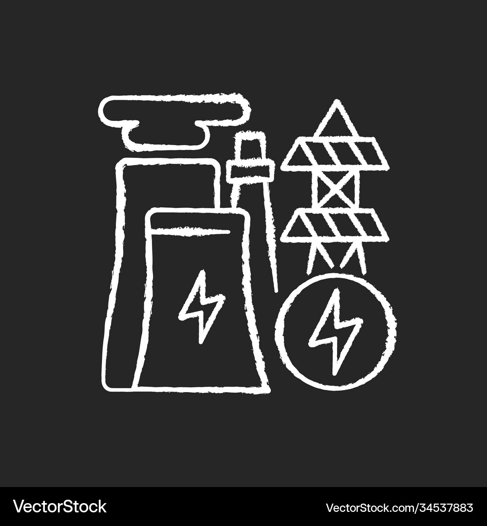 Electricity industry chalk white icon on black Vector Image