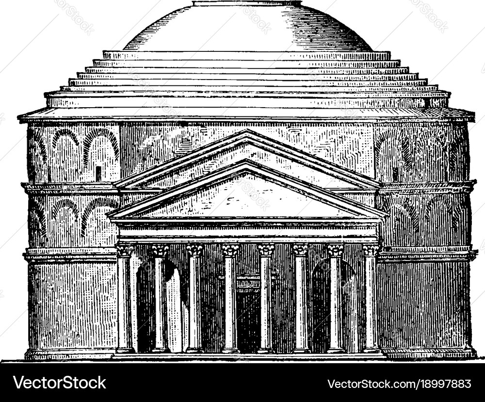Facade pantheon at rome most important and Vector Image