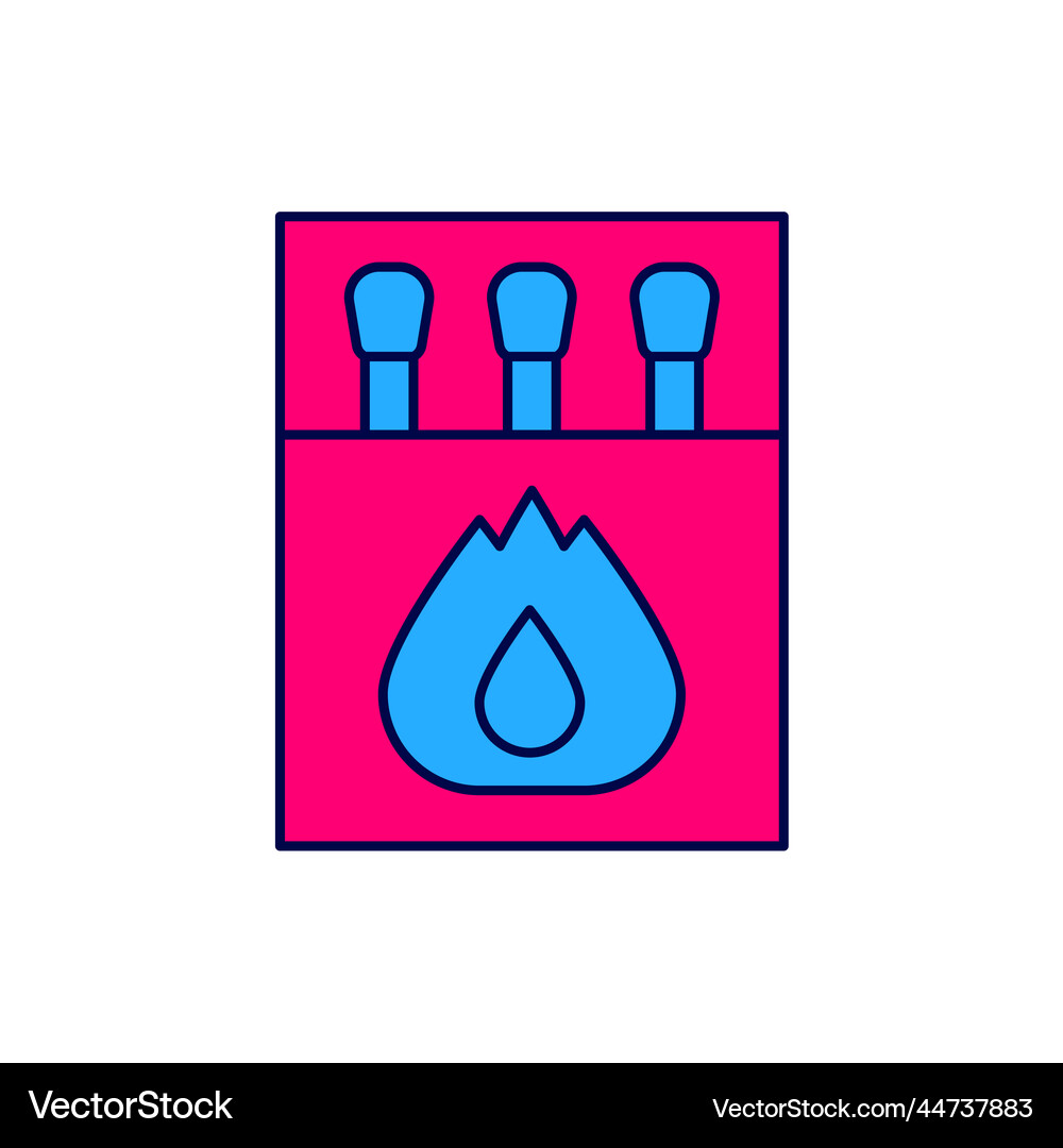 Filled outline open matchbox and matches icon Vector Image