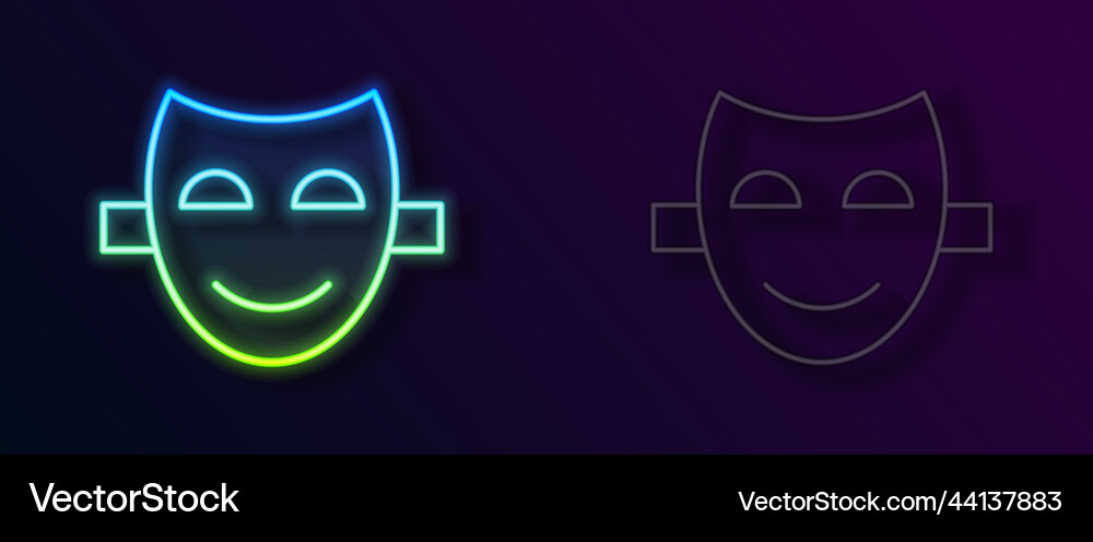 Glowing neon line comedy theatrical mask icon Vector Image