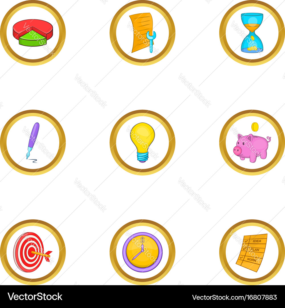 Marketing icon set cartoon style Royalty Free Vector Image