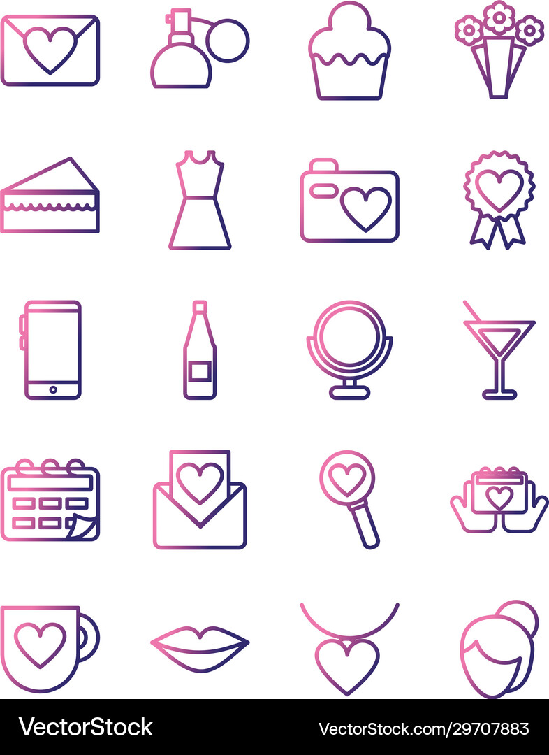 Set icons women daygradient style icon Royalty Free Vector