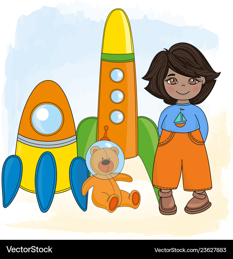 Space boy children dream game cartoon Royalty Free Vector