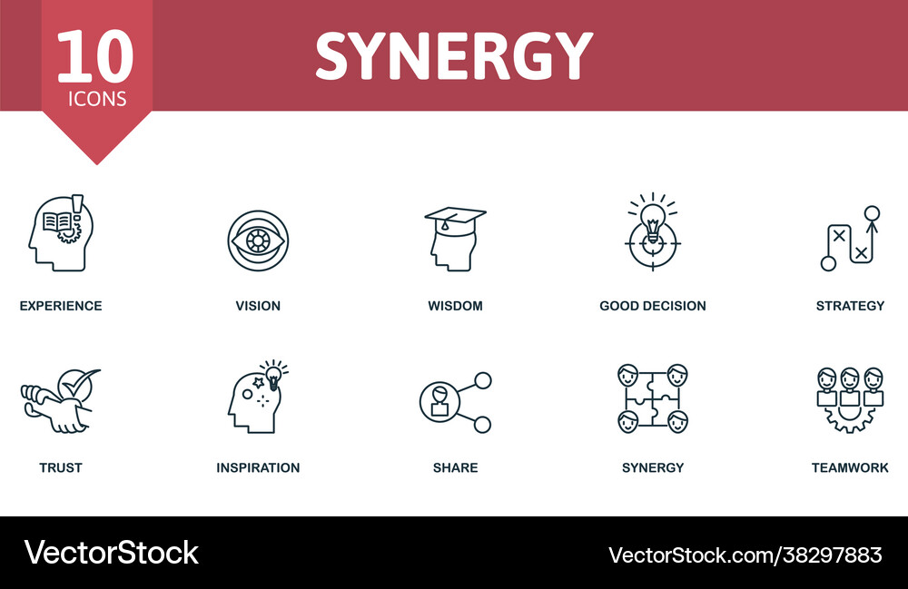 Synergy icon set contains editable icons teamwork Vector Image