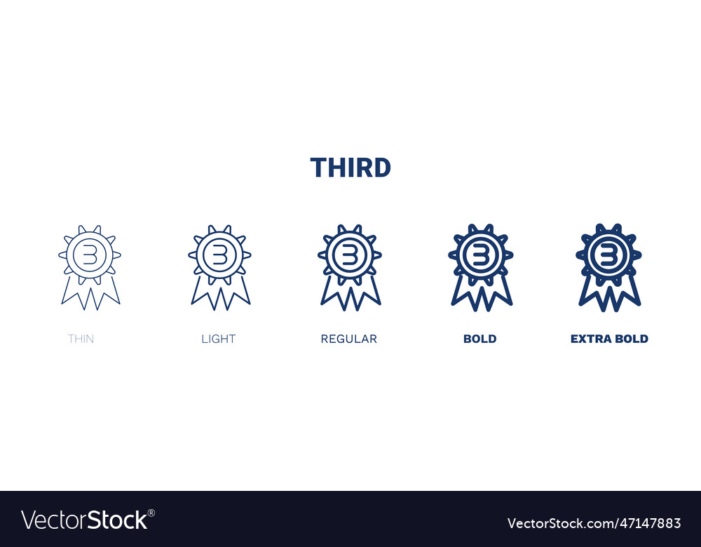 Third icon thin light regular bold black Vector Image