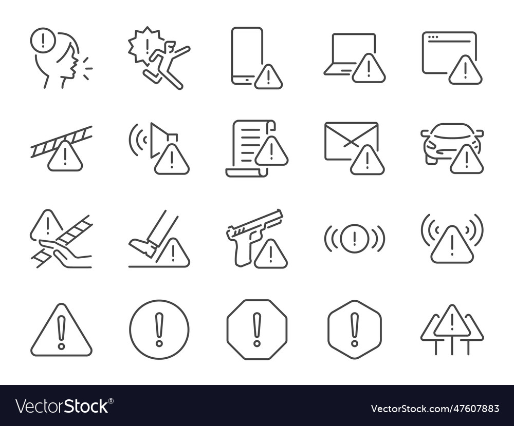 Warning icon set Royalty Free Vector Image - VectorStock