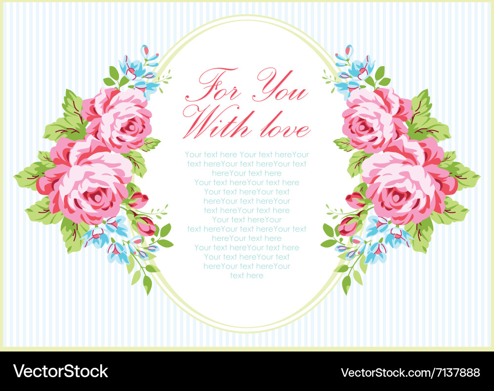 Card template with garden pink roses Royalty Free Vector