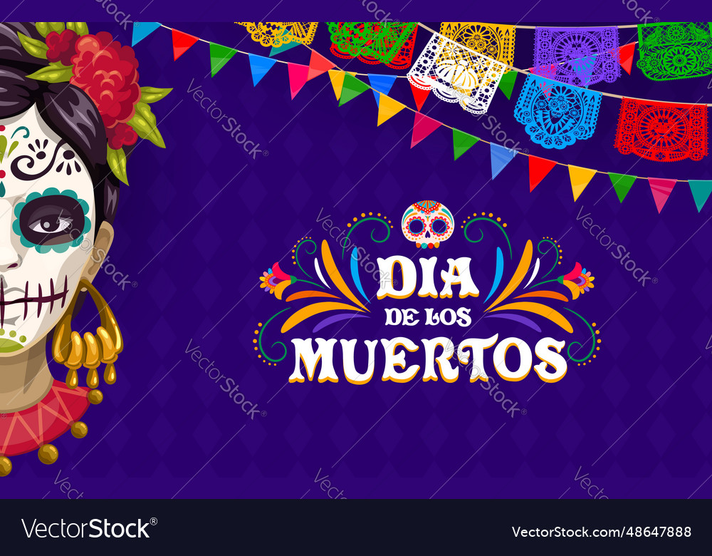 Day of dead or dia de los muertos holiday banner Vector Image