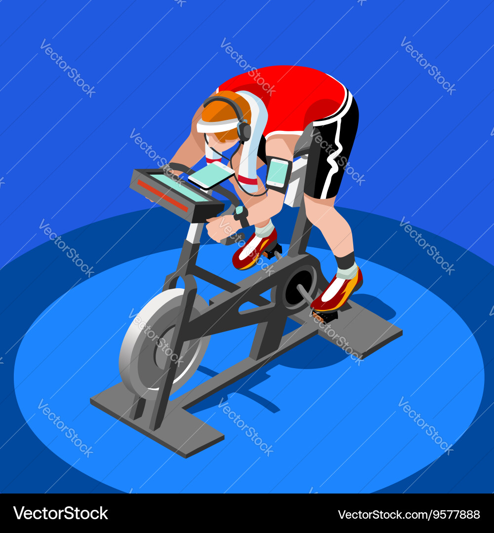 Exercise bike fitness class 3d flat image Vector Image