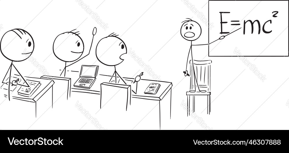 Genius child teacher teaching students cartoon Vector Image