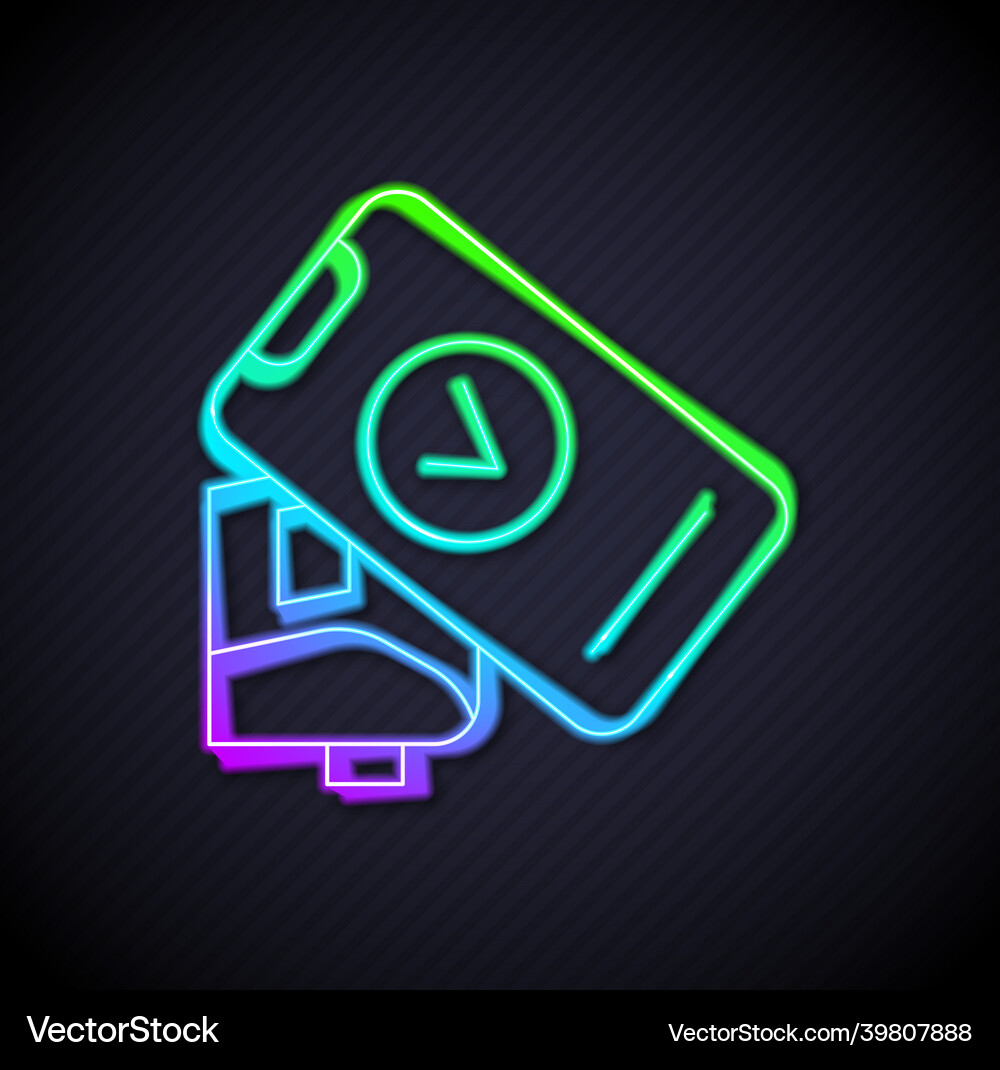 Glowing neon line pos terminal with printed Vector Image