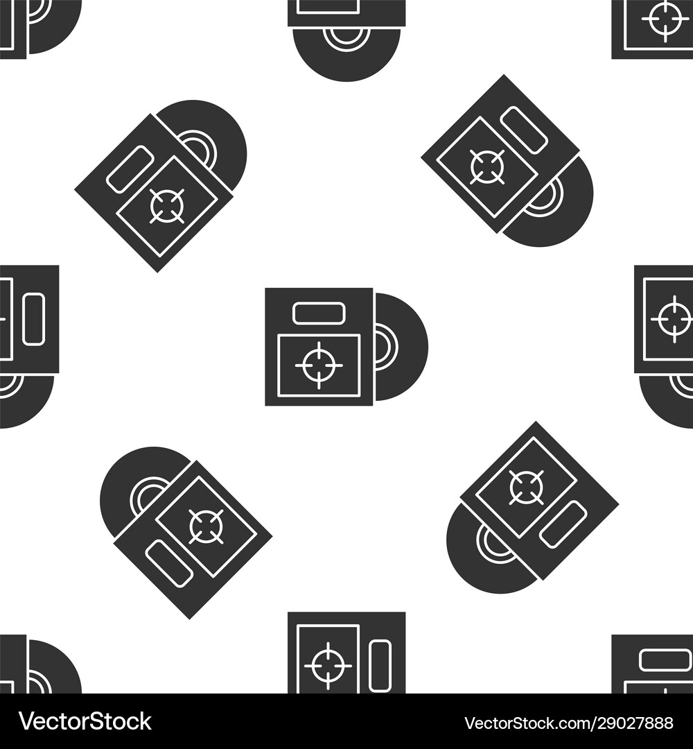 Grey cd or dvd disk in box icon isolated seamless Vector Image