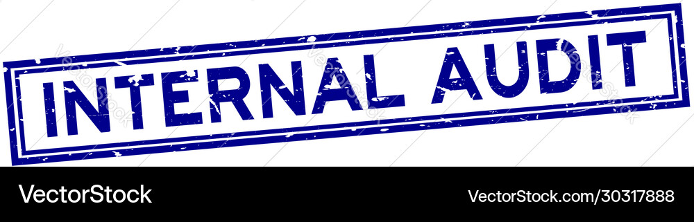 Grunge blue internal audit word square rubber Vector Image