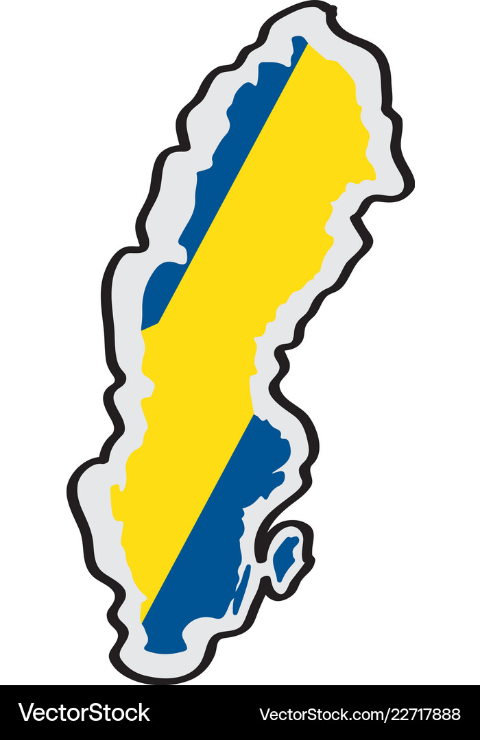 Map of sweden with its flag Royalty Free Vector Image