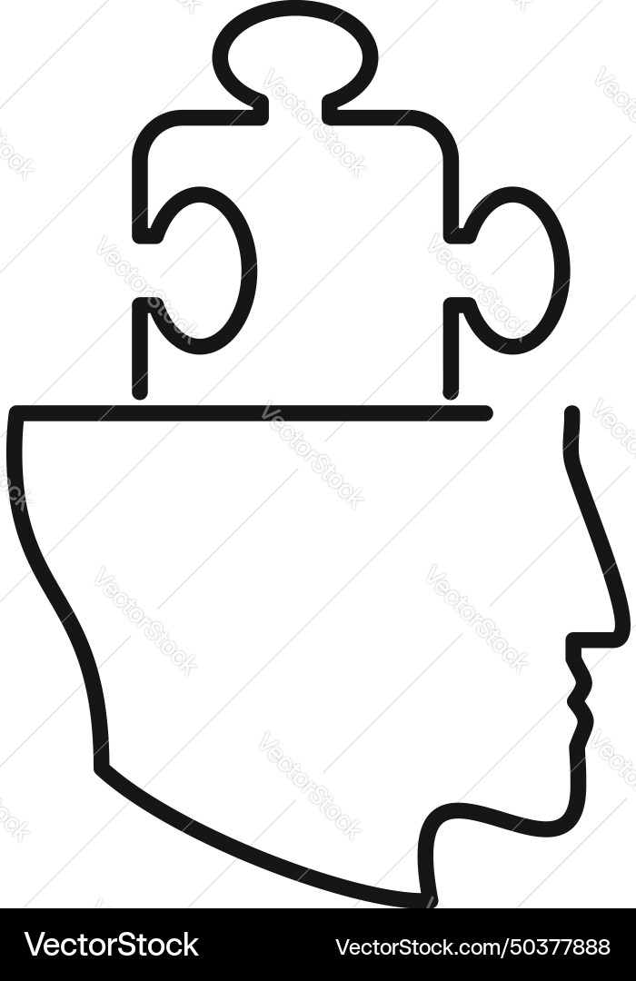 Memory puzzle think icon outline care lost Vector Image
