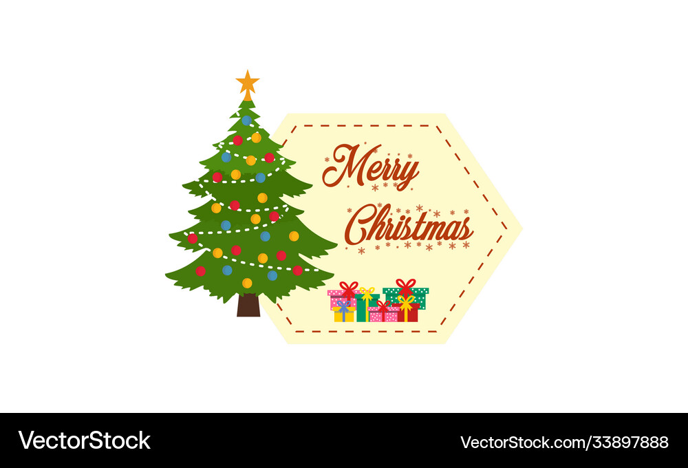 Merry christmas label banner Royalty Free Vector Image