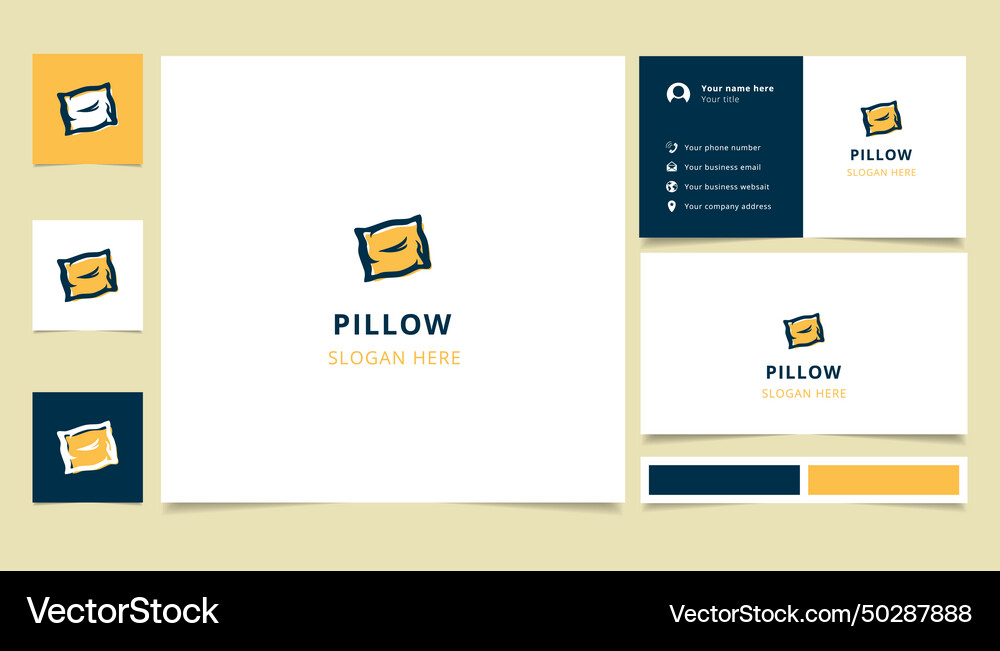 Pillow logo design with editable slogan branding Vector Image