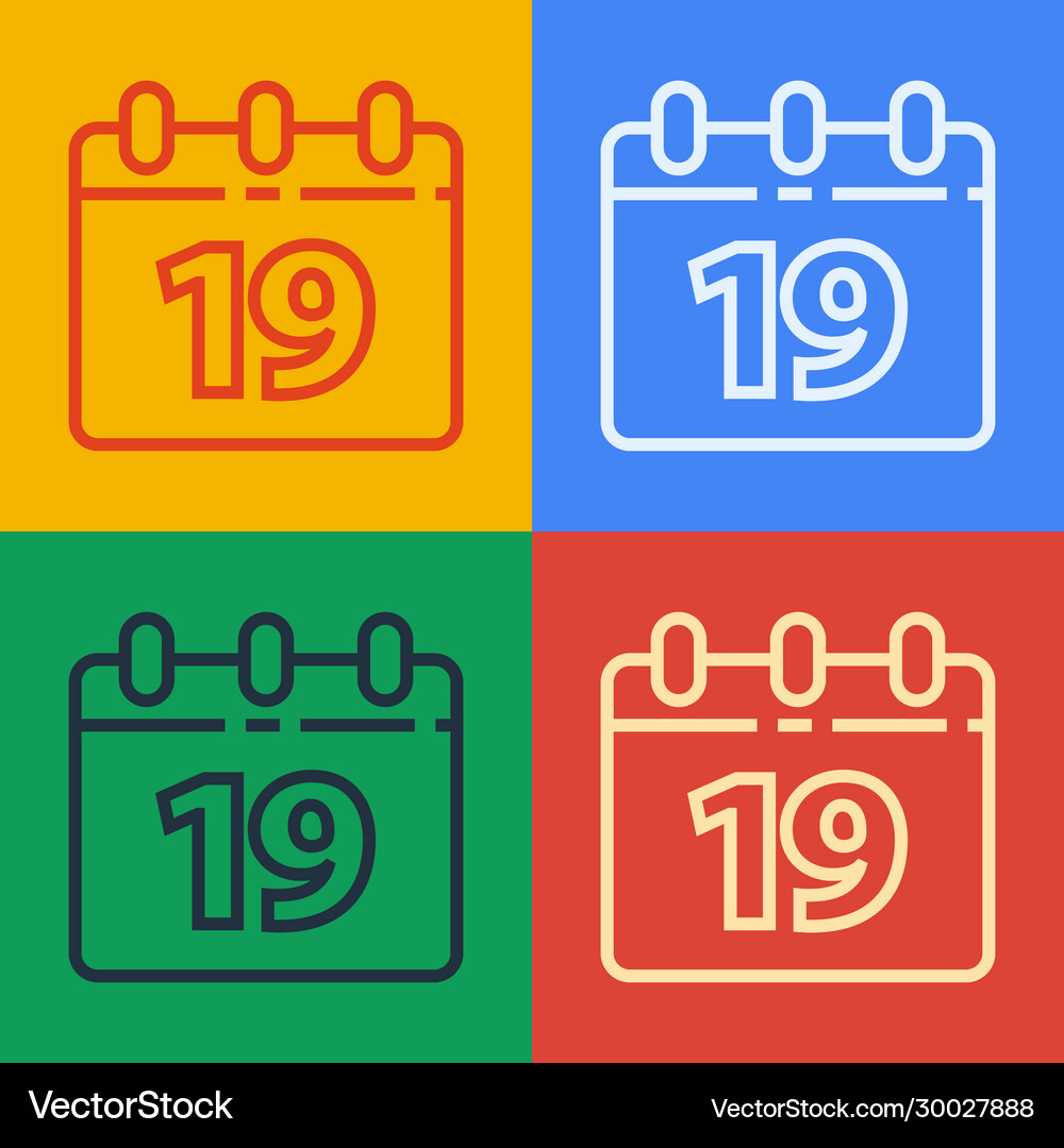 Pop art line calendar with happy easter icon Vector Image