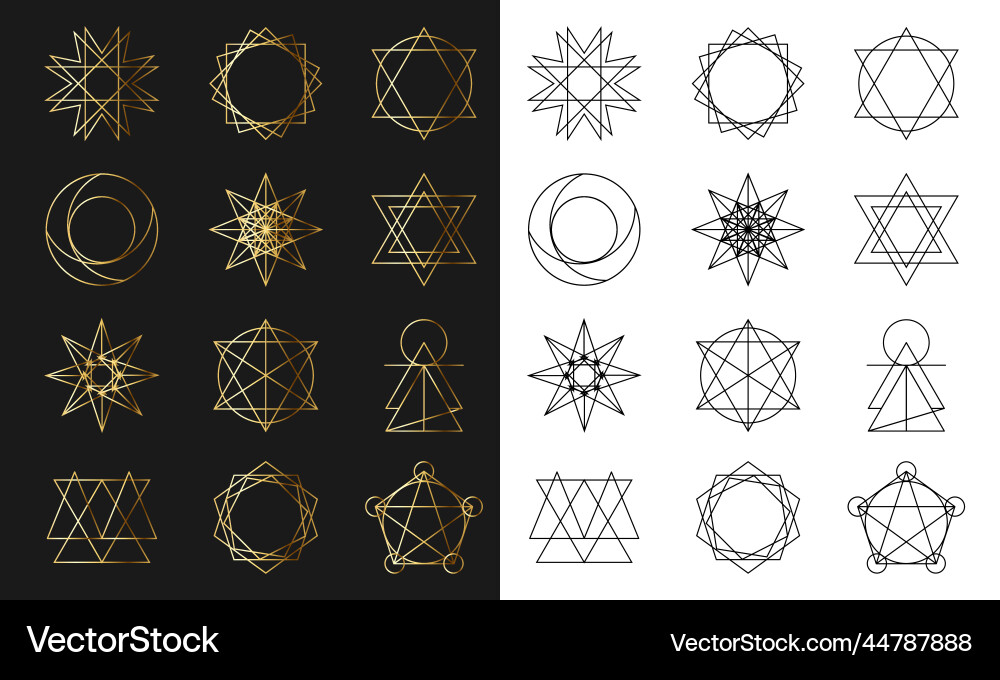 Sacred geometry shapes icons Royalty Free Vector Image