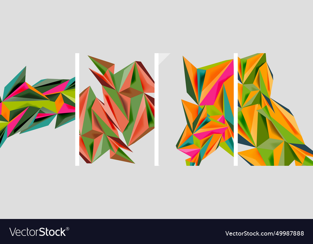 Set of mosaic triangle pattern abstract posters Vector Image