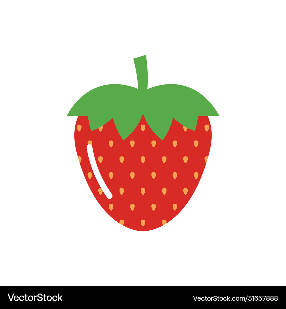 Strawberry flat icon isolated on white background Vector Image
