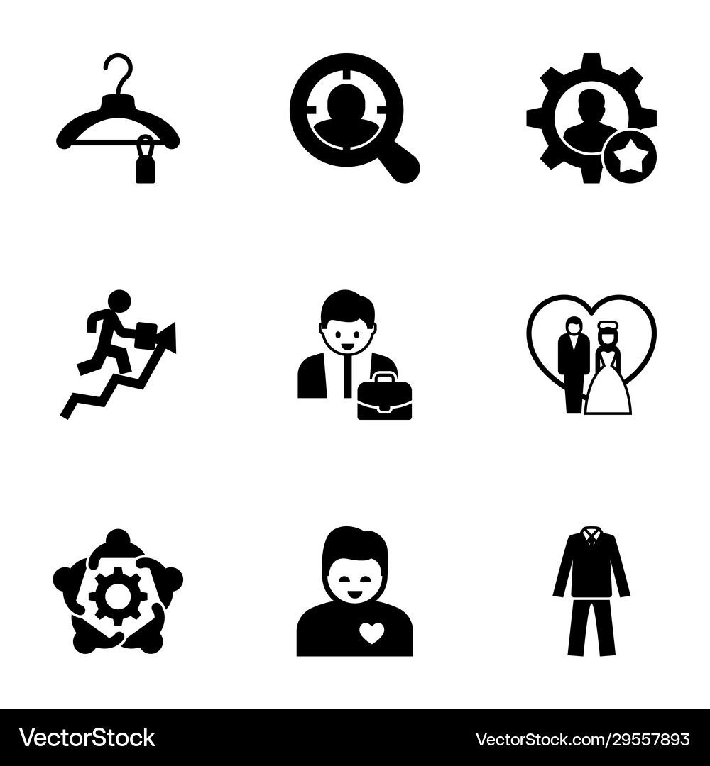 9 man filled icons set isolated on white Vector Image