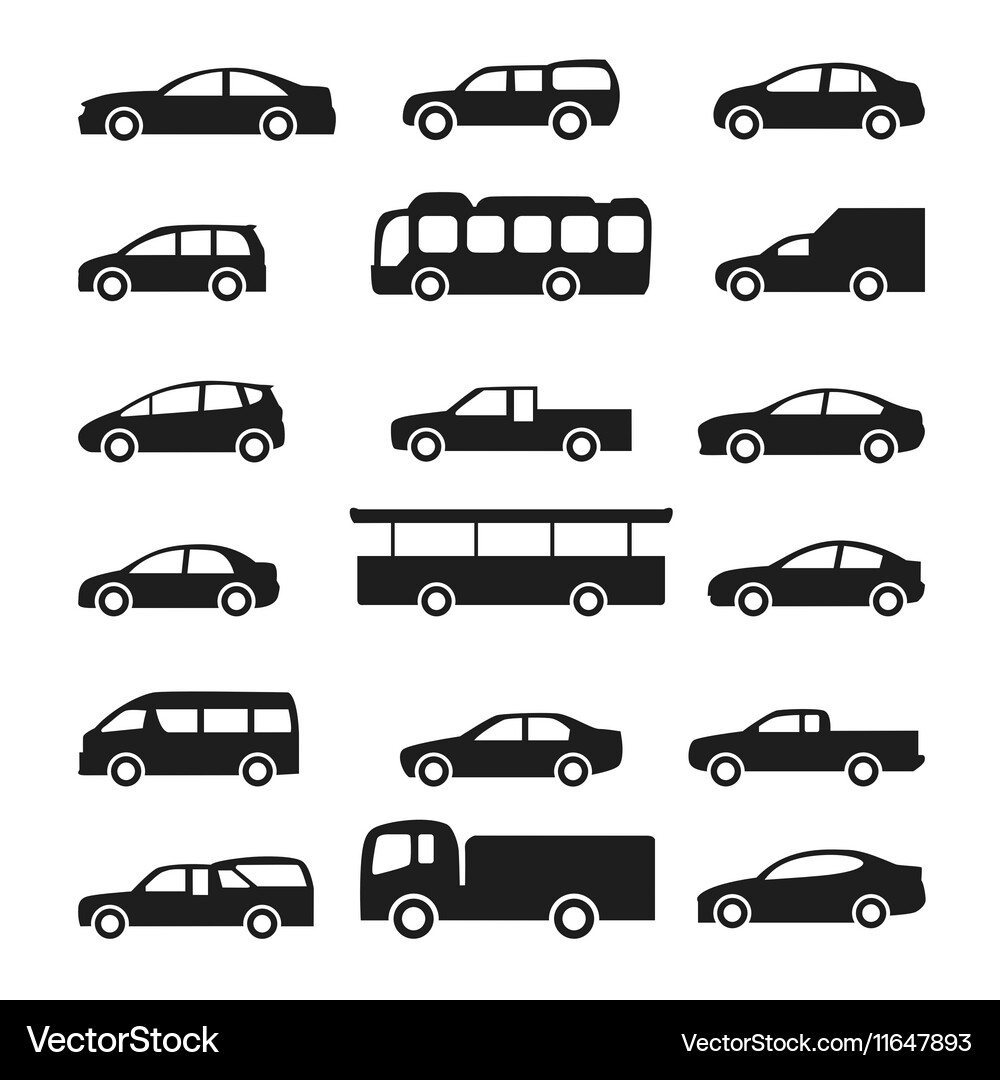 Cars icons set Royalty Free Vector Image - VectorStock