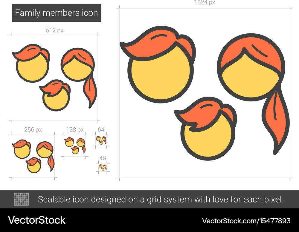 Family members line icon Royalty Free Vector Image