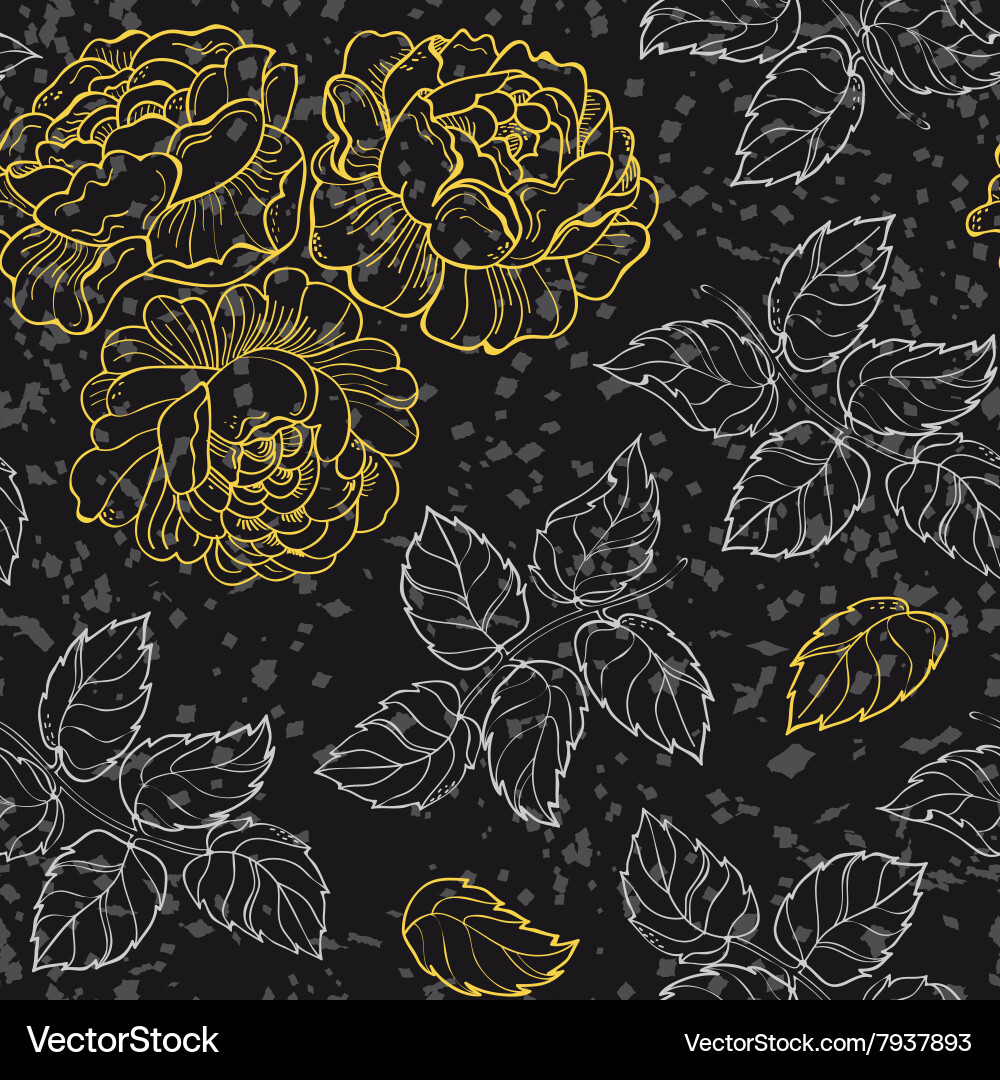 Floral texture with roses and leaves Royalty Free Vector