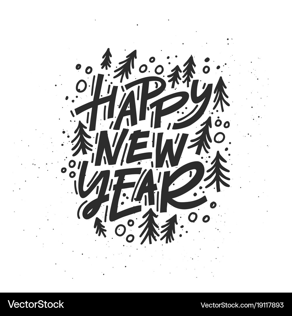 Happy new year lettering Royalty Free Vector Image