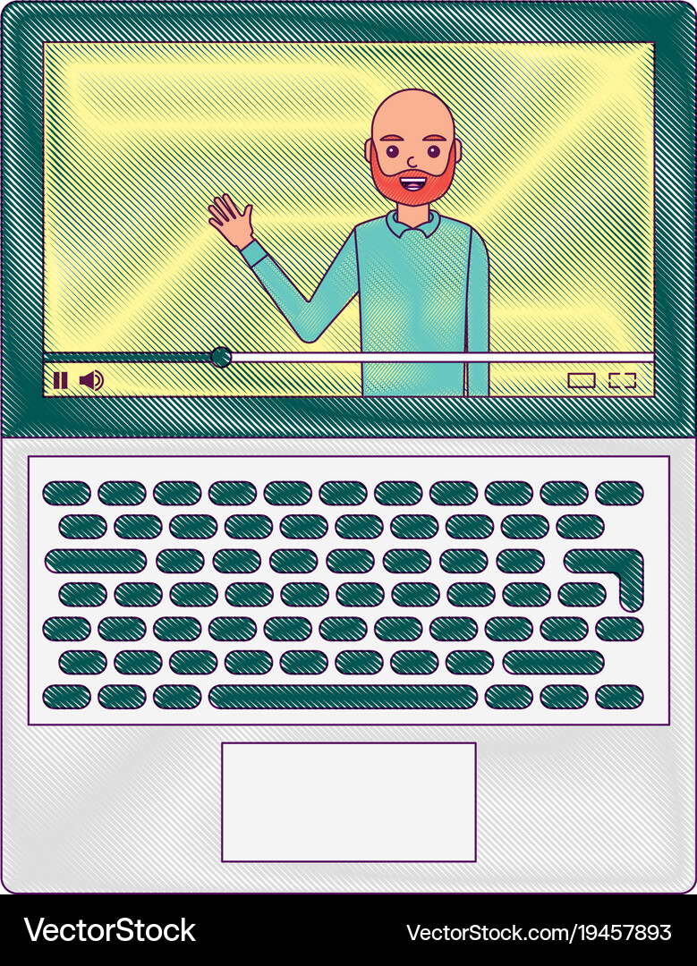 Influencer waving hand video content on screen Vector Image