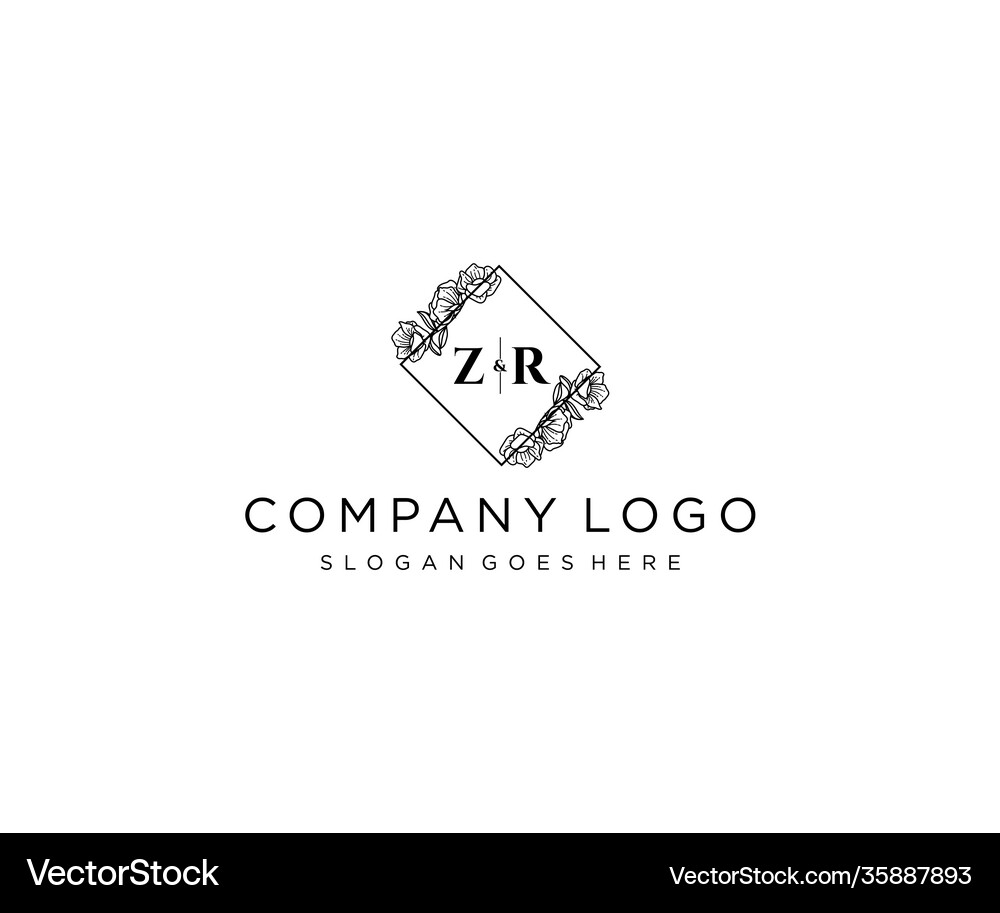 Initial zr letters botanical feminine logo Vector Image