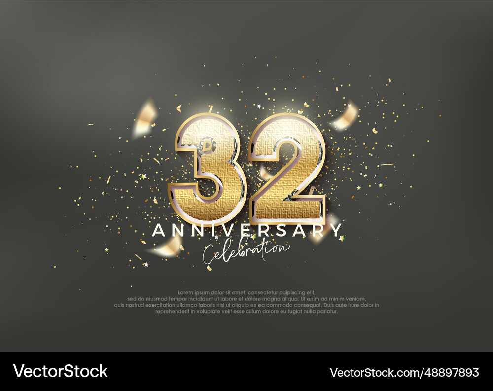 Luxurious and elegant number 32nd premium design Vector Image