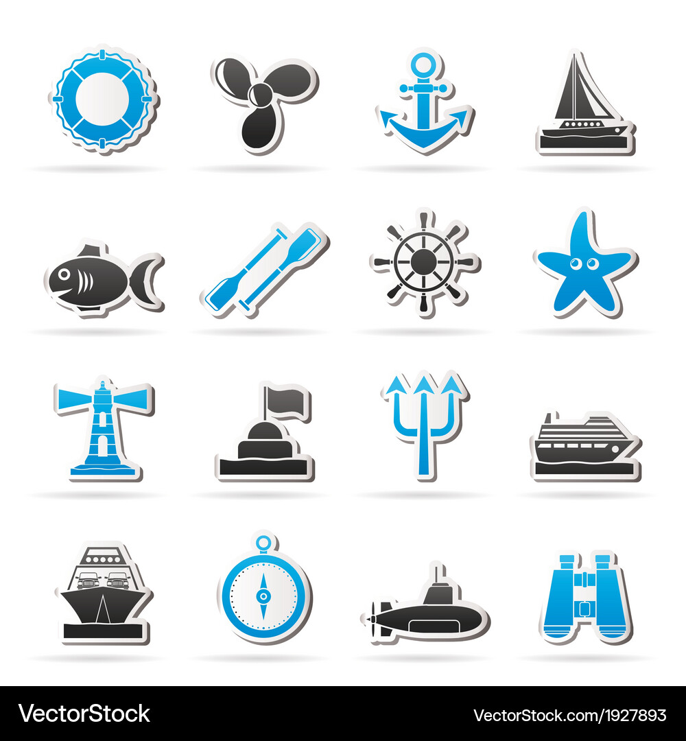 Marine and sea icons Royalty Free Vector Image