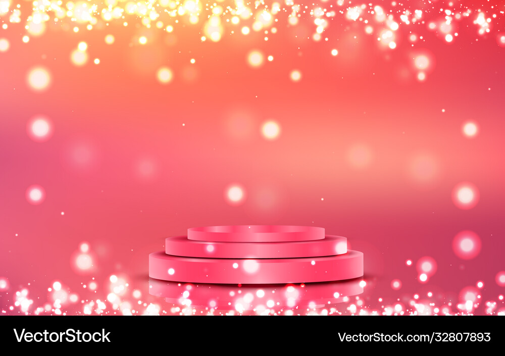Pink podium with colorful light in studio room Vector Image