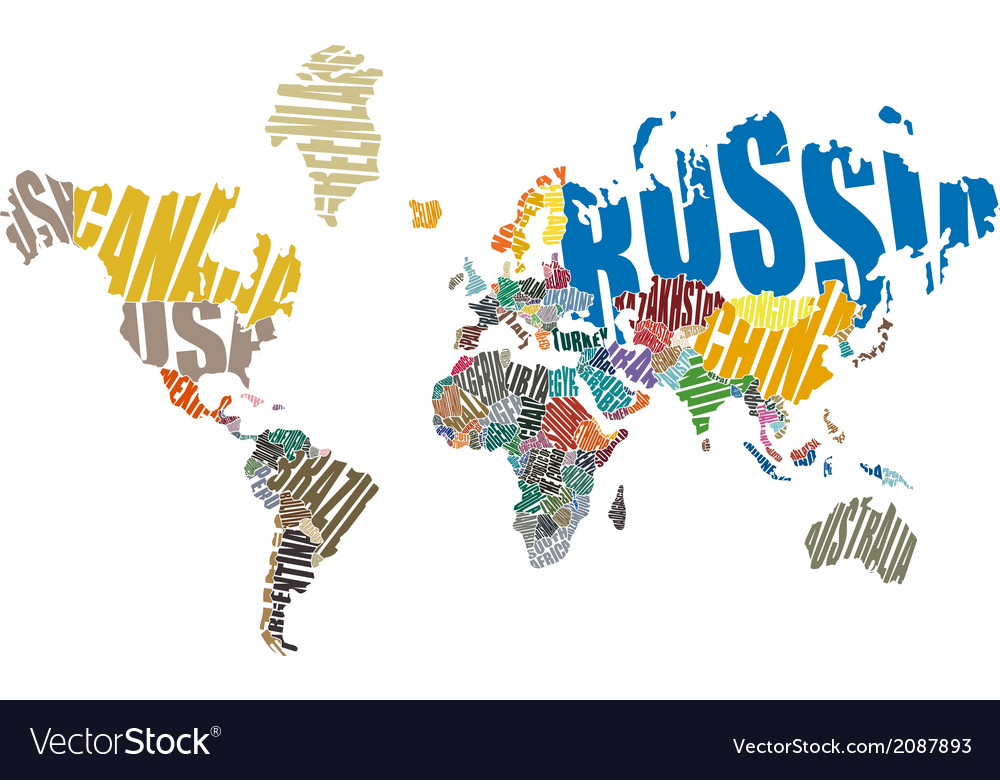 Text world map Royalty Free Vector Image - VectorStock