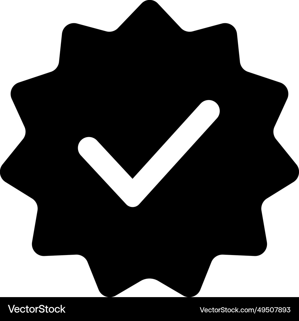 Verified black tick badge icon isolated Royalty Free Vector